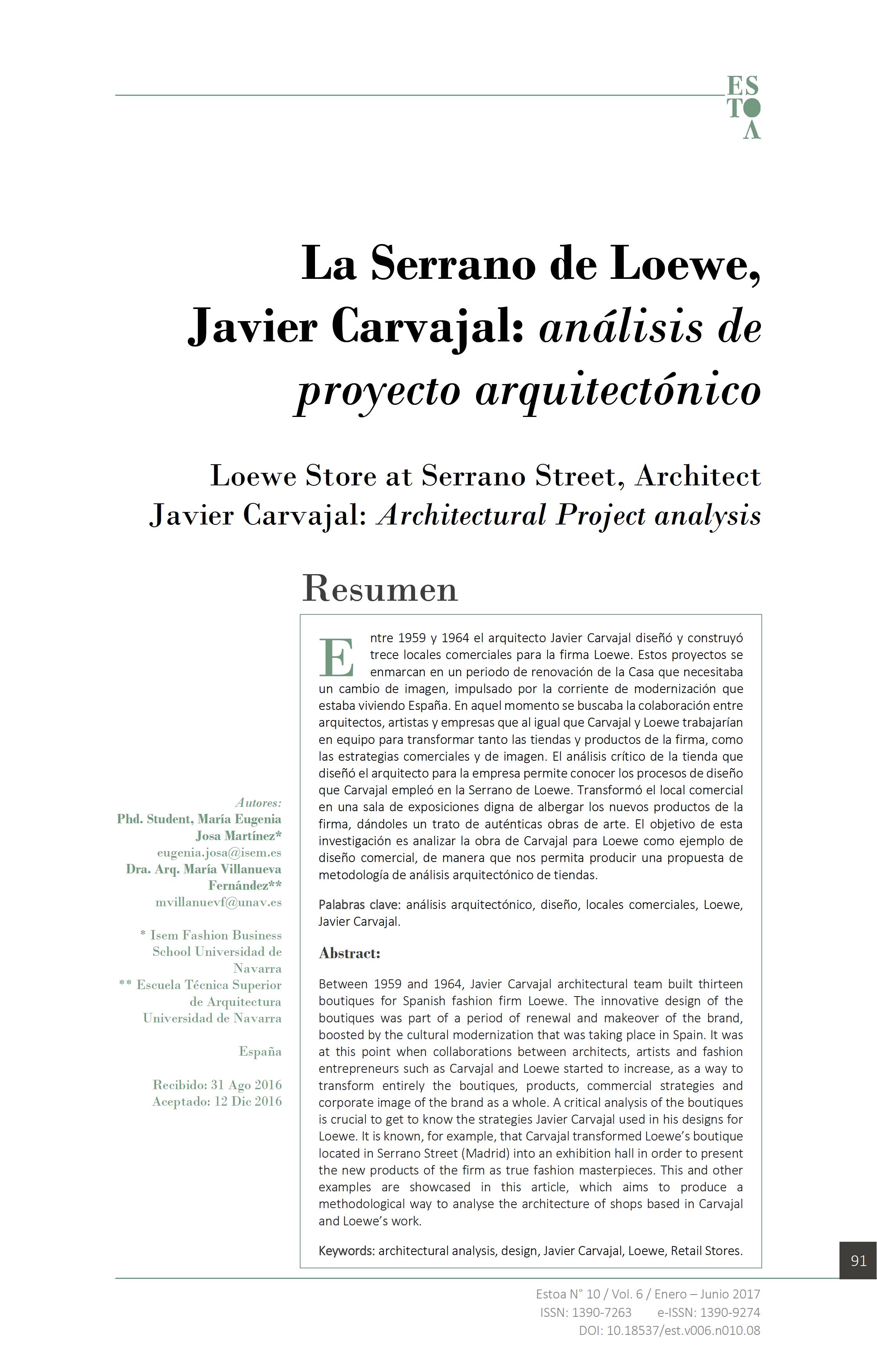 La Serrano de Loewe, Javier Carvajal: análisis de proyecto arquitectónico